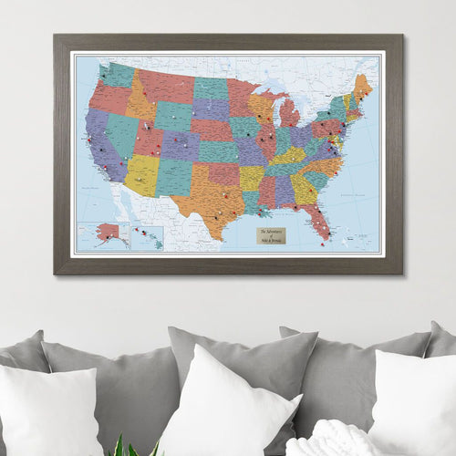Blue Oceans United States Wall Map | US Map Pinboard – Push Pin Travel Maps
