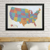 Tan US Travel Map | Framed USA Map | Push Pin Travel Maps