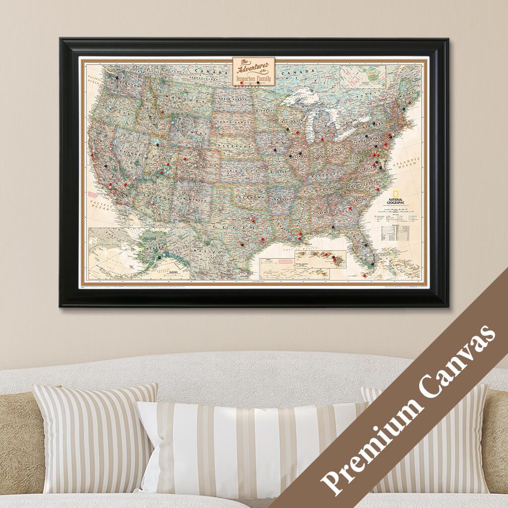 United States Travel Map | Canvas Push Pin Travel Map - Push Pin Travel ...