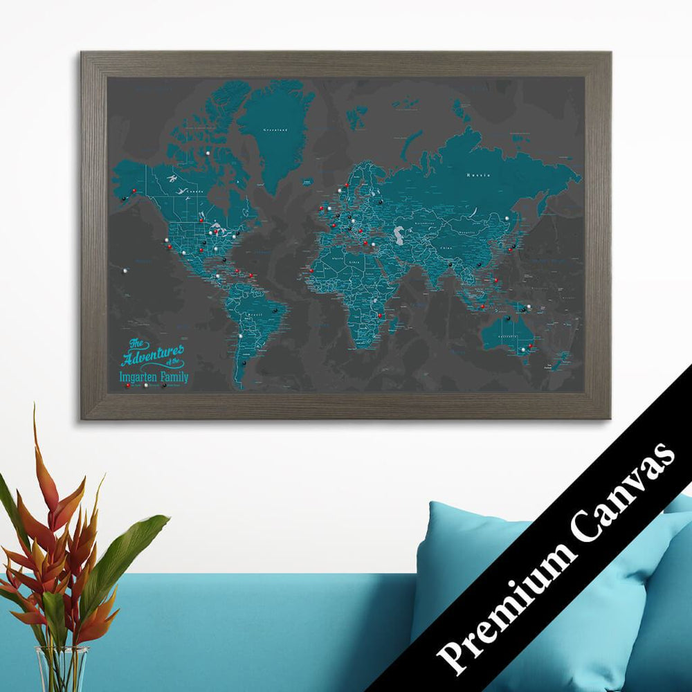 Midnight Dream Canvas World Map | Large Wall Map Canvas – Push Pin ...