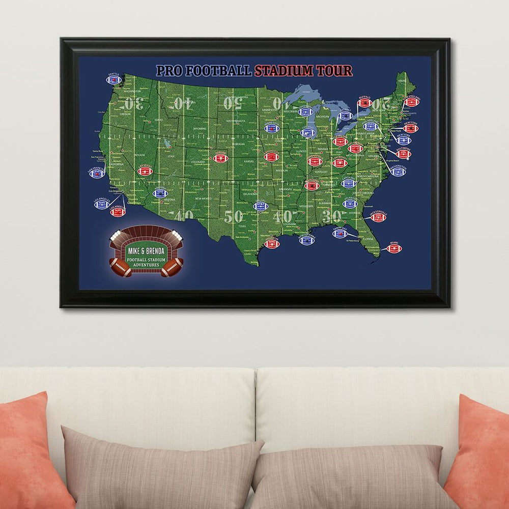 Canvas NFL Stadiums Map | USA Sports Map | Pinnable Football Map – Push ...