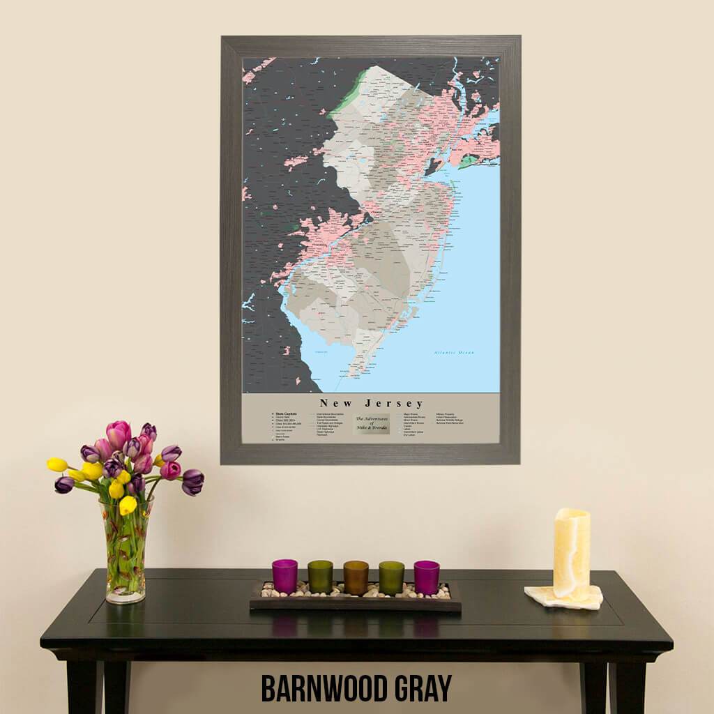 New Jersey Travel Map | Framed New Jersey Map | New Jersey Wall Map ...