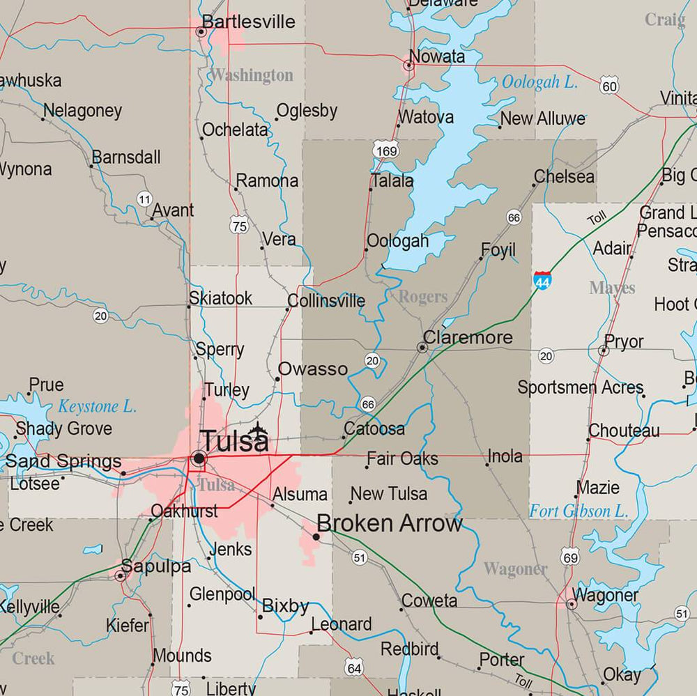Oklahoma Travel Map with Pins | Framed Oklahoma Map | Oklahoma Wall Map ...