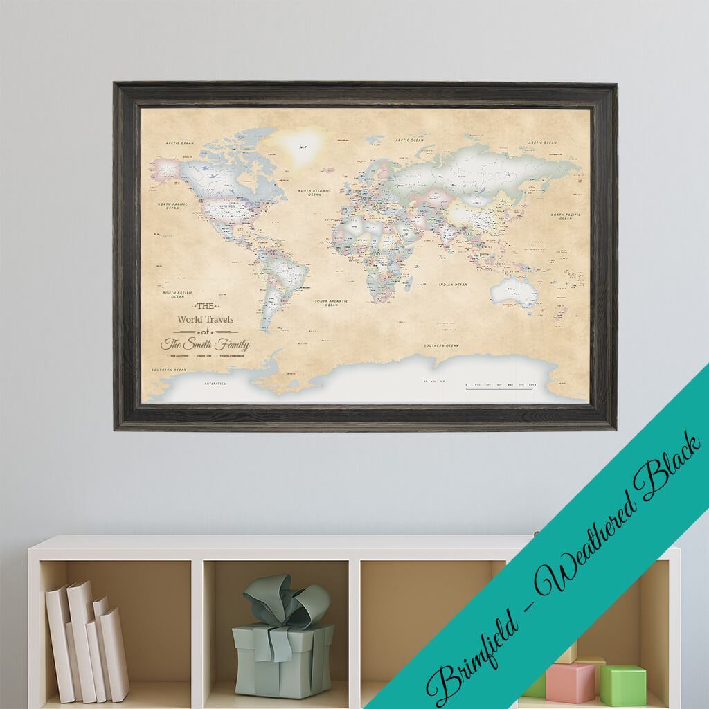 Perfectly Pastel Map of the World | Large World Map Canvas - Push Pin ...