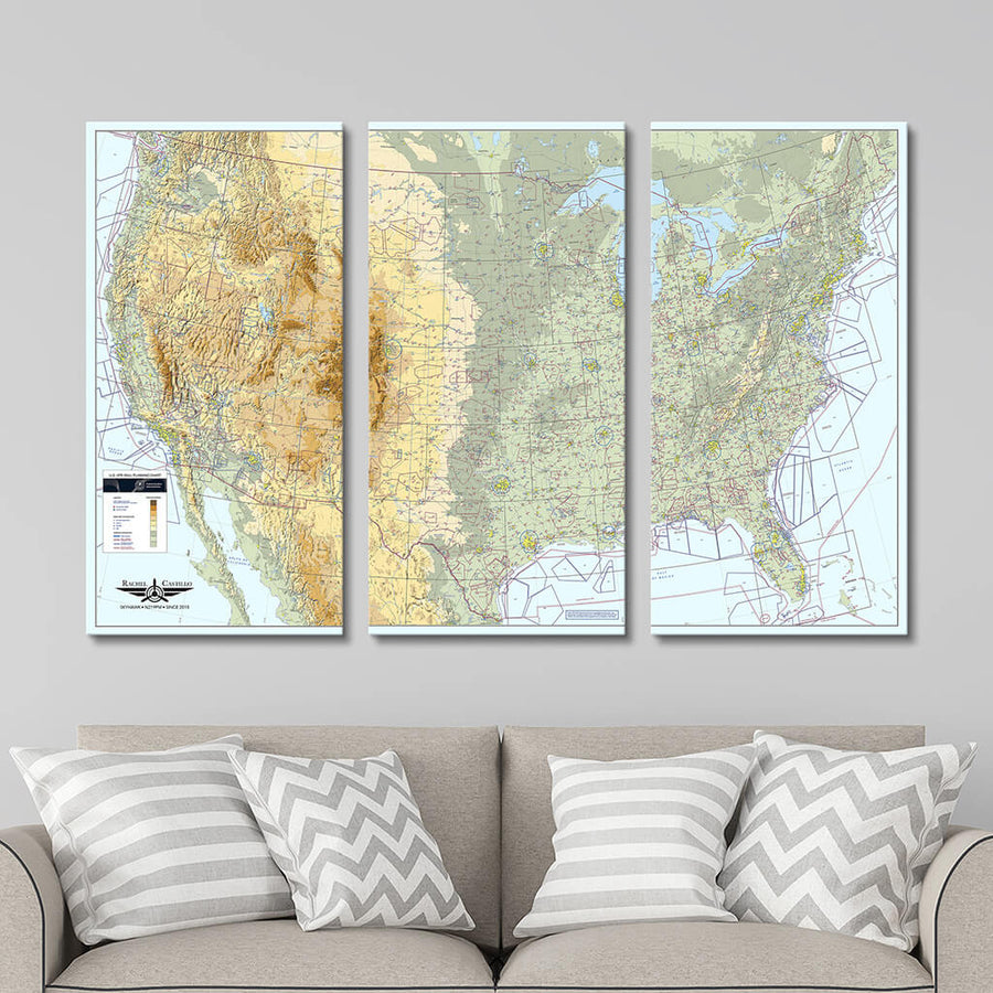 Large Three-Panel Maps | Unique Wall Maps | Push Pin Travel Maps