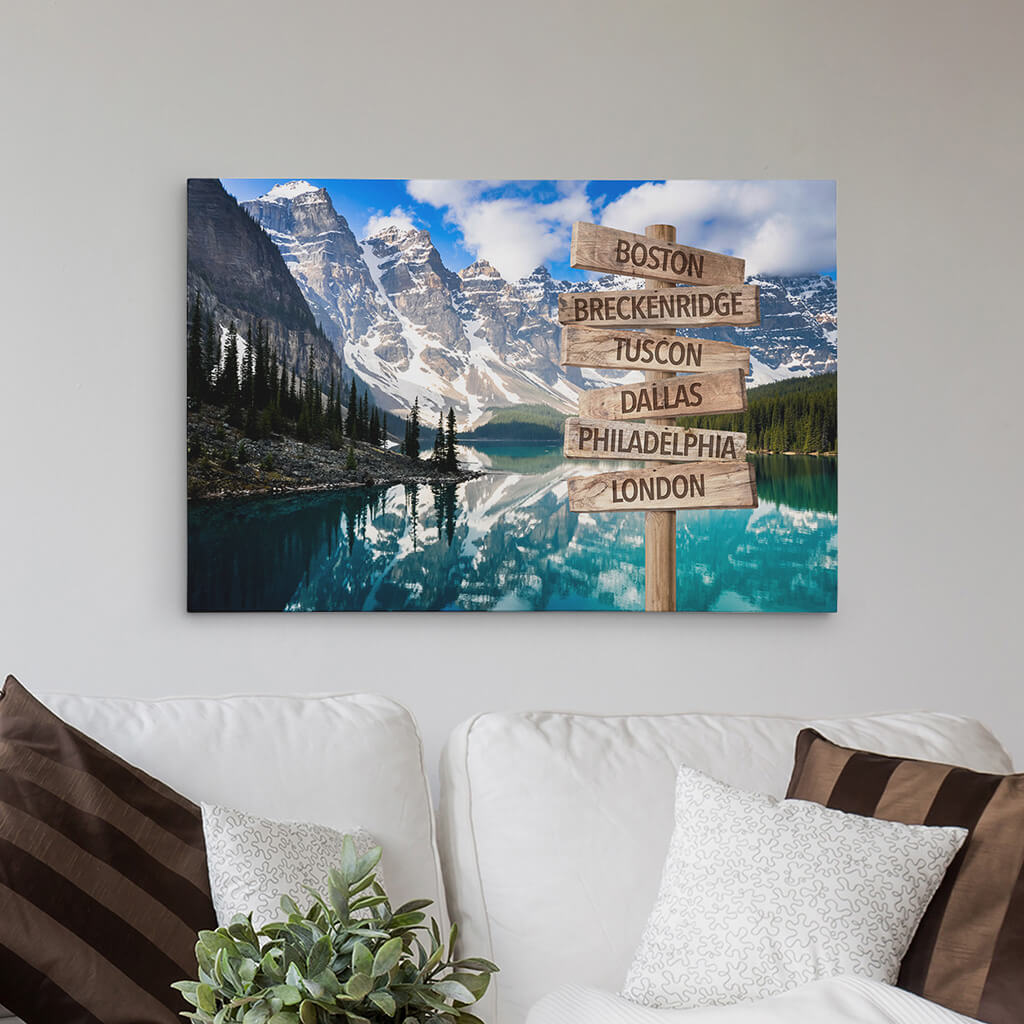 Lake Louise - Custom Family Sign Art - Push Pin Travel Maps