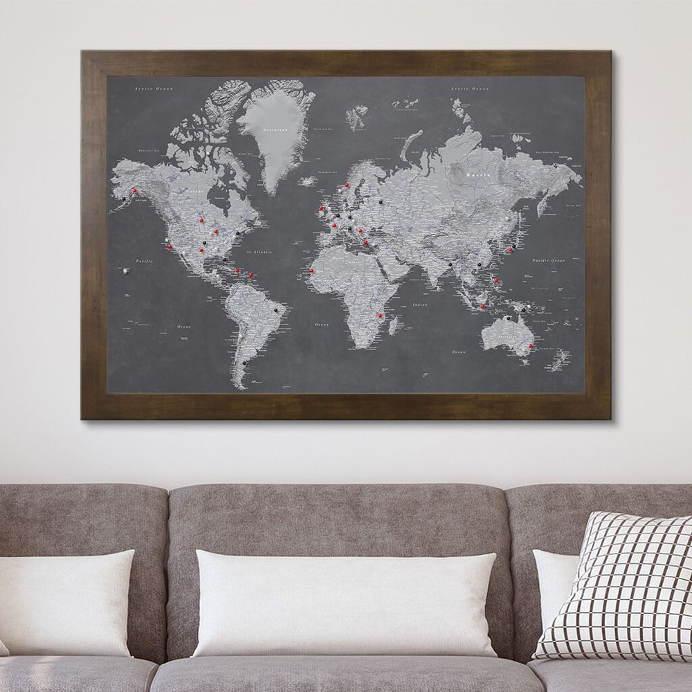 Stormy Dreams World Travel Map | Canvas Travel Map with Pins – Push Pin ...