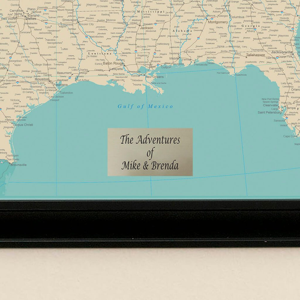 Teal Dream US Travel Map | Framed United States Map – Push Pin Travel Maps