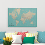 Gallery Wrapped Canvas Map Art | Teal Map | Push Pin Travel Maps