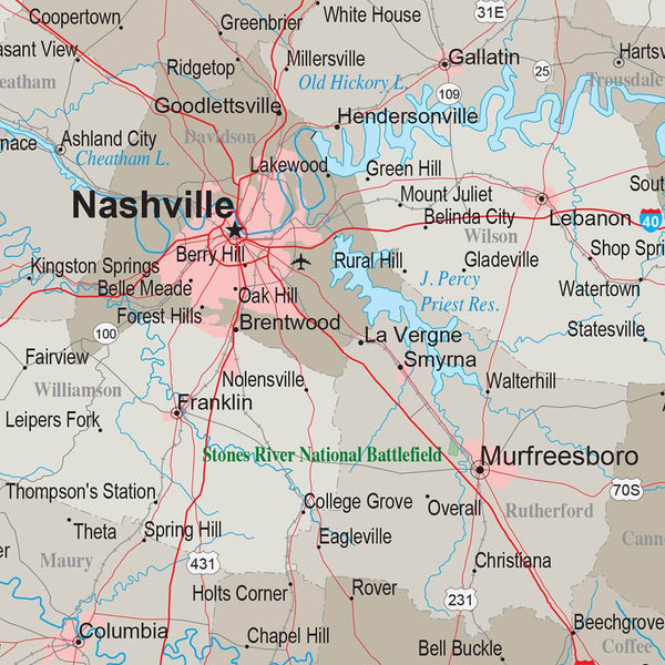 Tennessee State Travel Map | Framed Wall Map with Pins – Push Pin ...