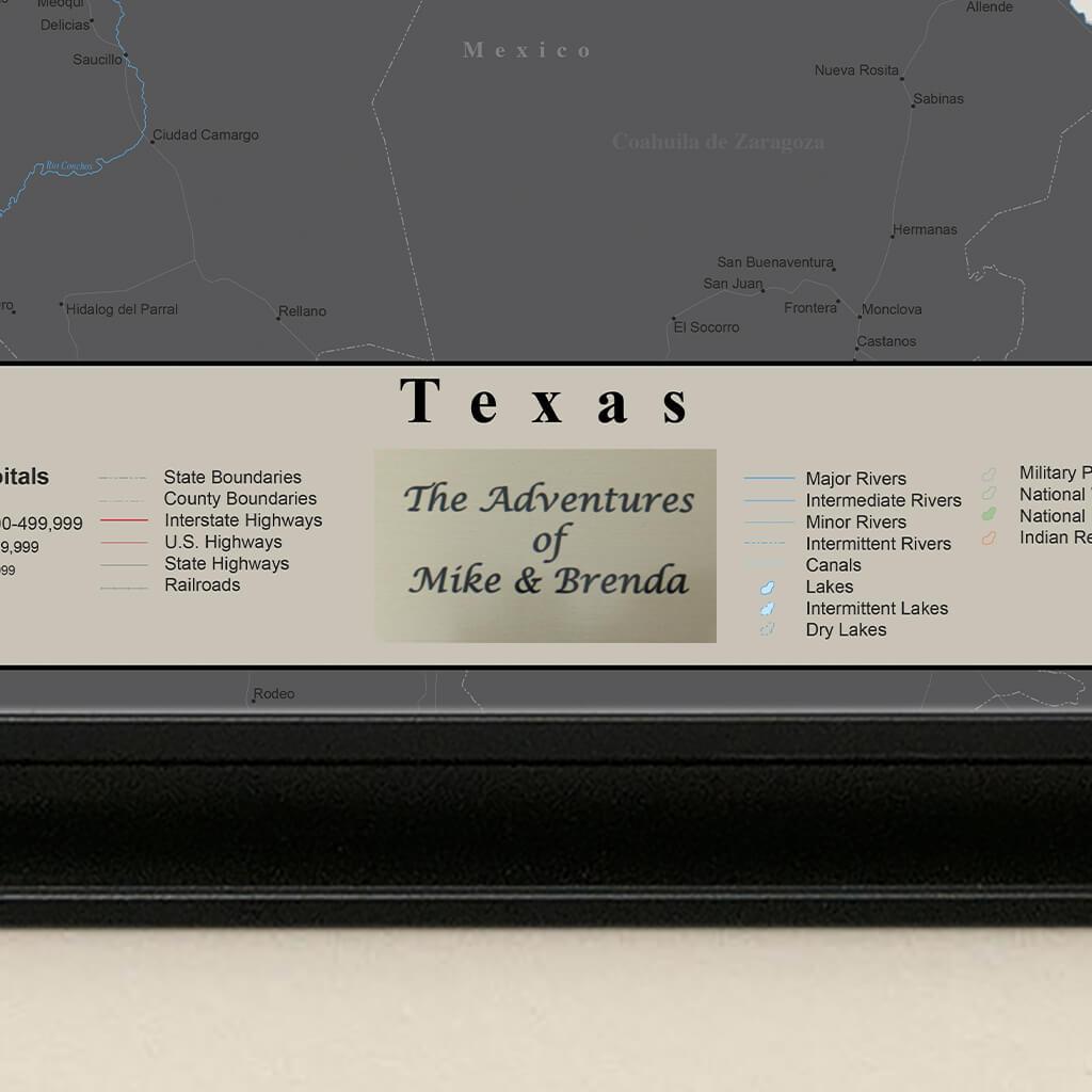 Personalized Travel Map of Texas | Texas Travel Map Pin Board - Push ...