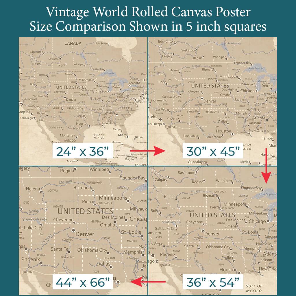 Vintage Map | Make Your Own Travel Map | Canvas Travel Map Poster ...