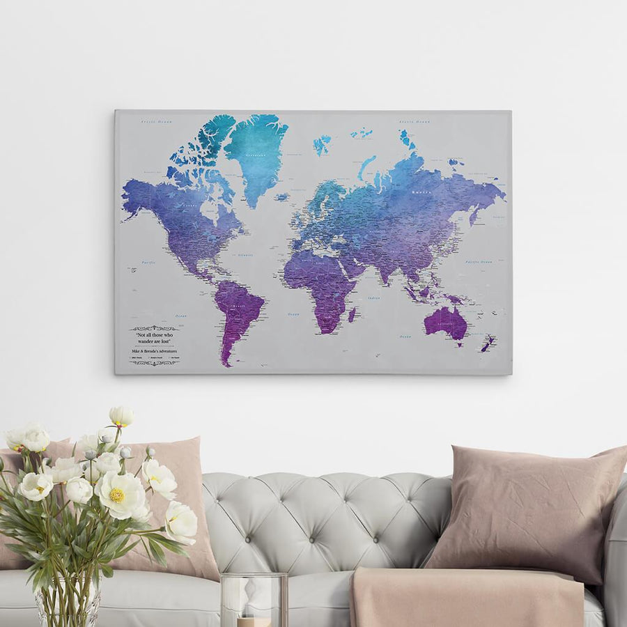 Gallery Wrapped Canvas World Maps | Modern World Maps – Push Pin Travel ...
