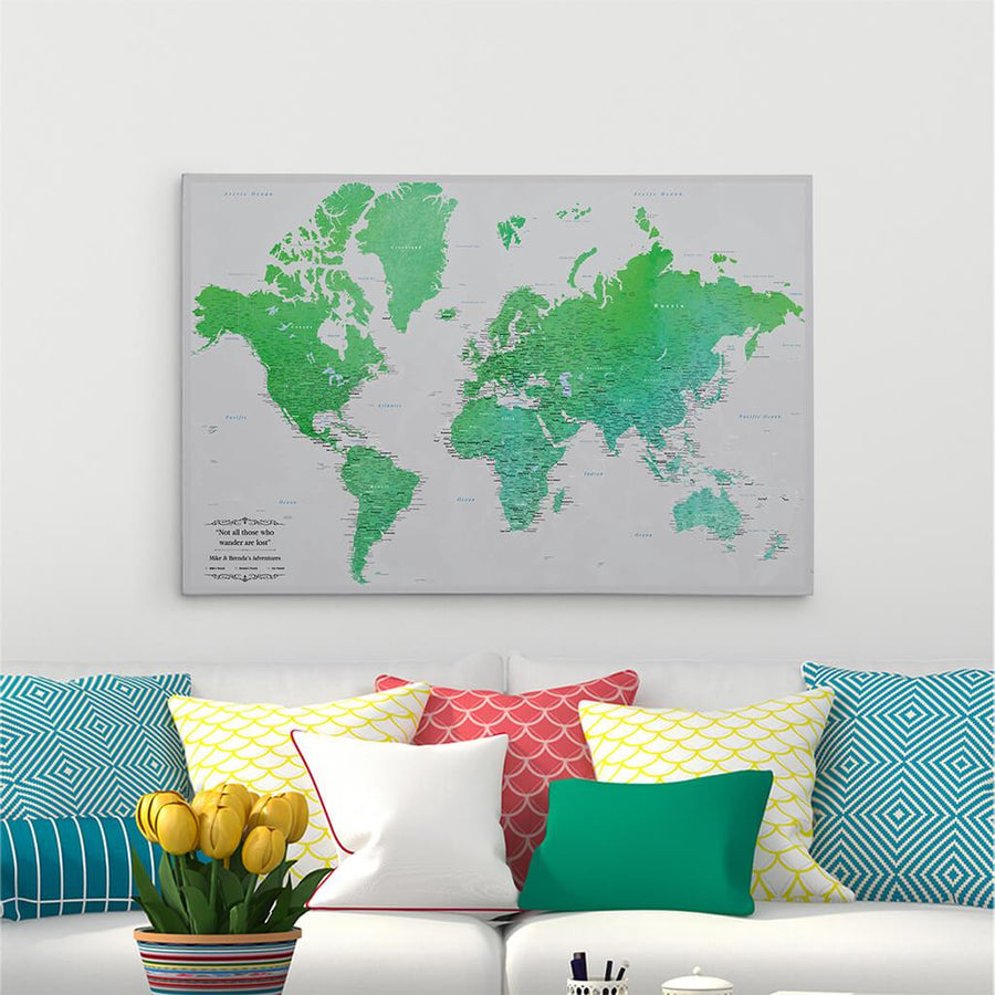 Gallery Wrapped Canvas World Maps | Modern World Maps – Push Pin Travel ...