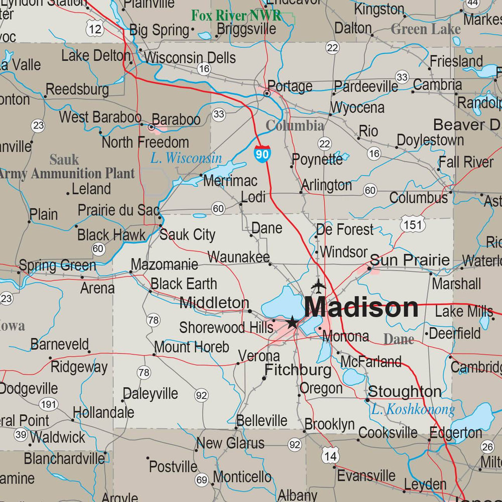 Wisconsin State Travel Map | Framed Travel Map Pinboard – Push Pin ...