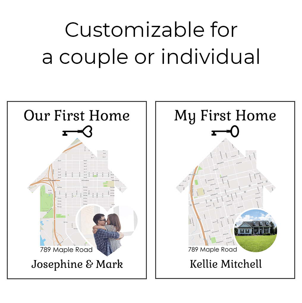 Our First Home With Photo - Family House Map Art - Option 2 - Push Pin ...